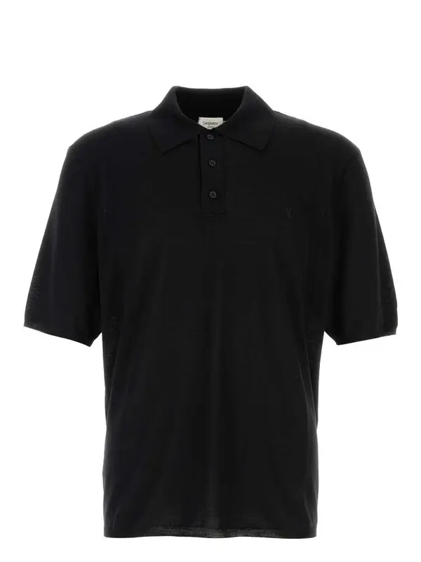 Saint Laurent Wool Polo Shirt - Black