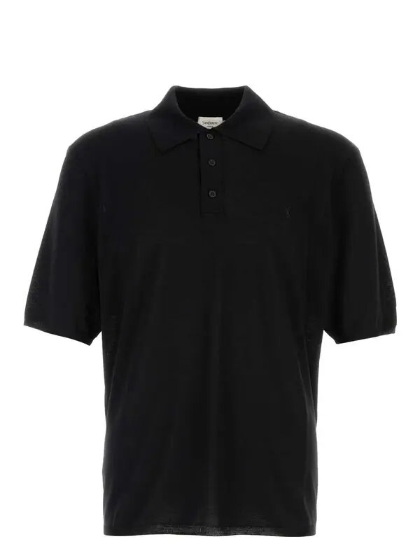 Saint Laurent Wool Polo Shirt - Black