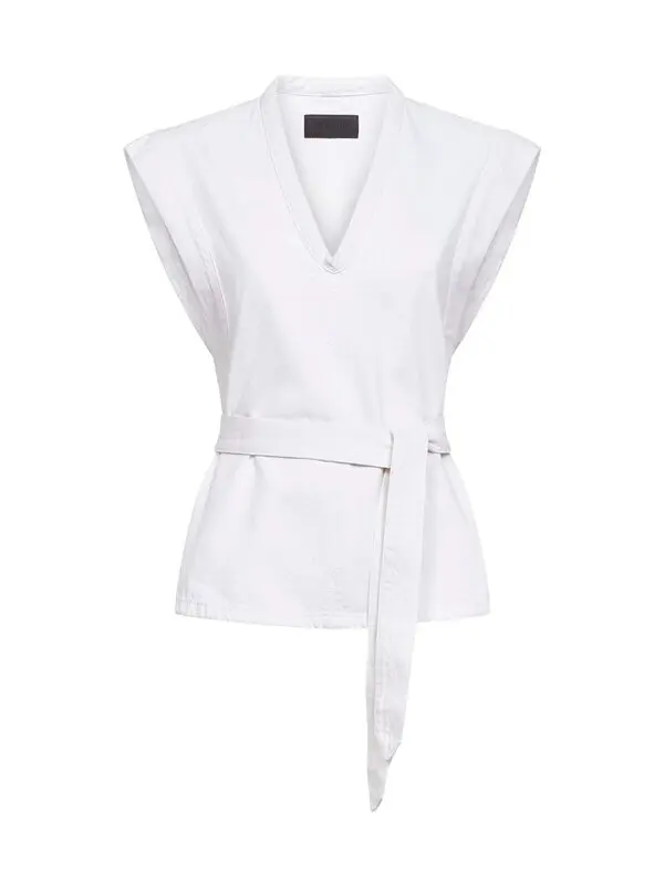 LEMAIRE Milk Bleached Denim Belted Chasuble - Multicolor