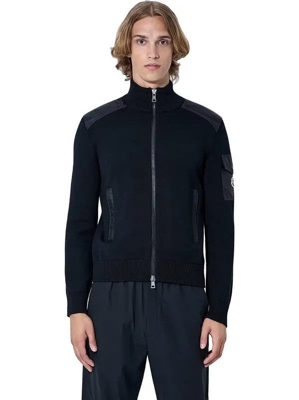 Moncler Zip-up High-neck Sweater - Black