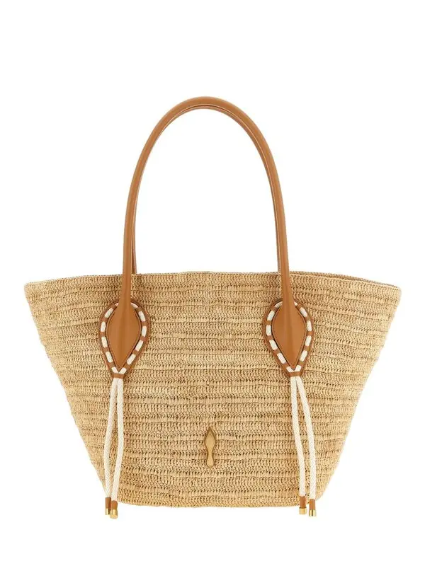 CHRISTIAN LOUBOUTIN Raffia Shoulder Bag - Cream