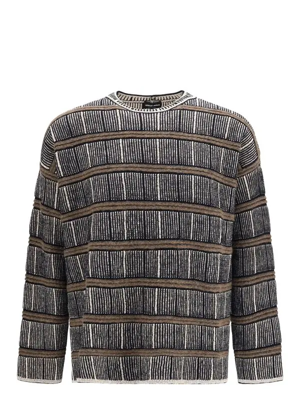 Giorgio Armani Oversized Ribbed Striped Sweater - Blue