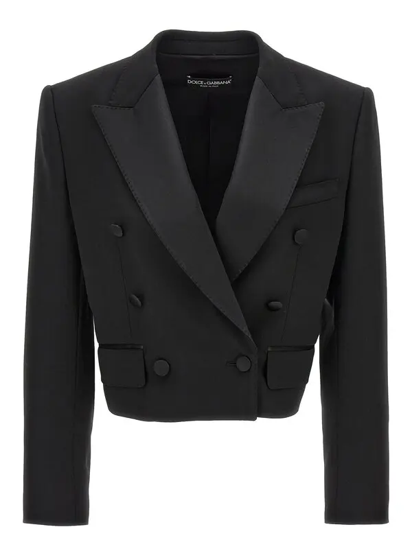 Dolce & Gabbana Tuxedo' Crop Blazer - Black