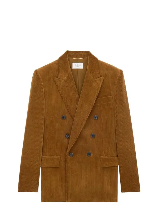 Saint Laurent Corduroy Double-breasted Jacket - Brown