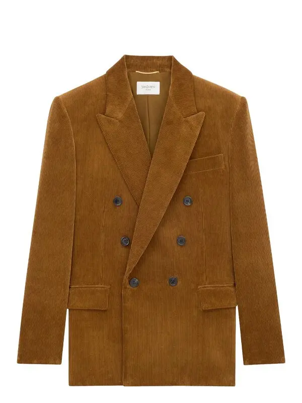 Saint Laurent Corduroy Double-breasted Jacket - Brown