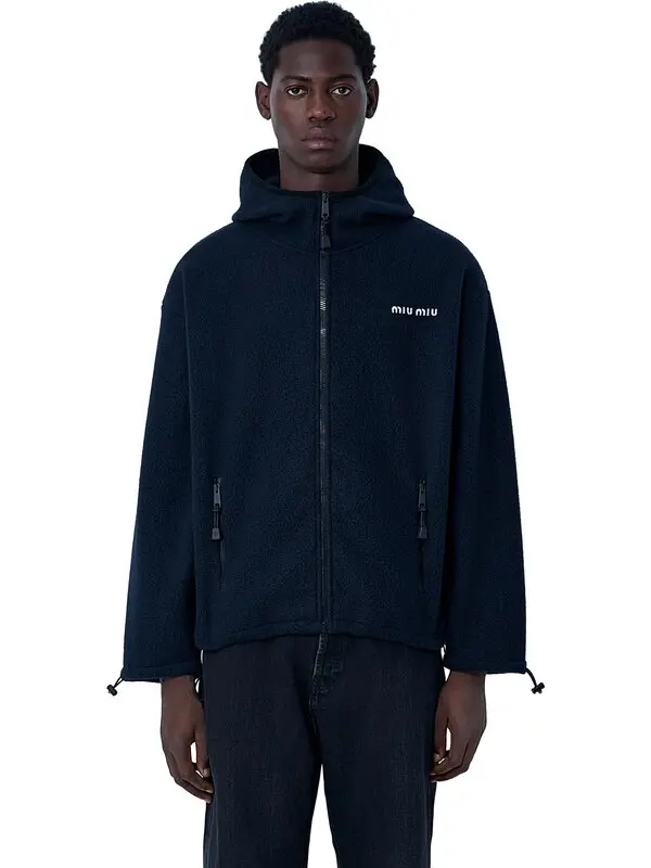 Miu Miu Hooded Logo Motif Sweatshirt - Blue