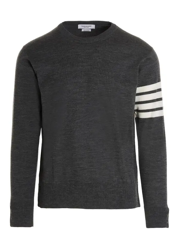 Thom Browne 4 Bar Merino Wool Pullover - Gray
