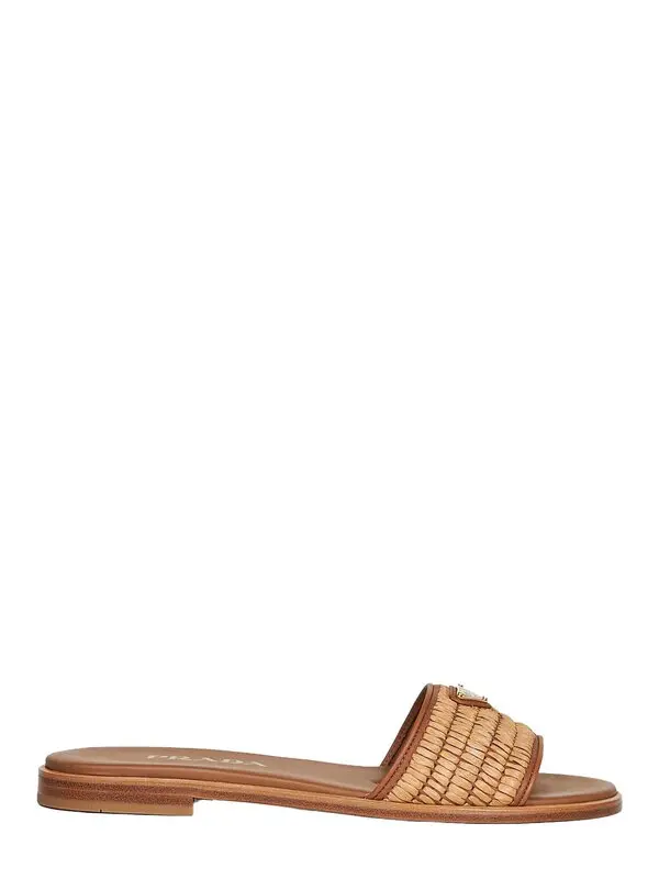Prada Calzature Natural Leather With Crochet Details Slide Sandals - Multicolor