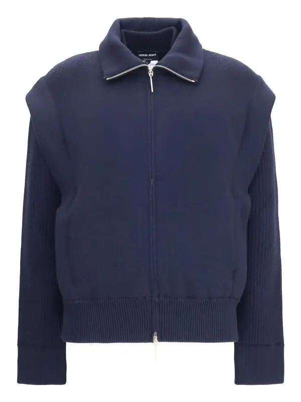 Giorgio Armani Padded Virgin Wool Bomber Jacket - Blue