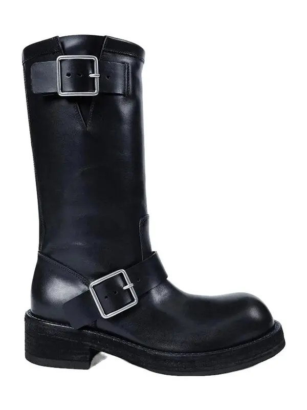 ANN DEMEULEMEESTER Calf Leather Buckle-fastening Strap Boots - Black