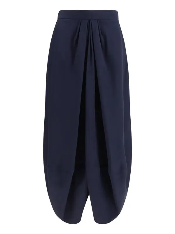 Giorgio Armani Pleated Silk Skirt - Blue