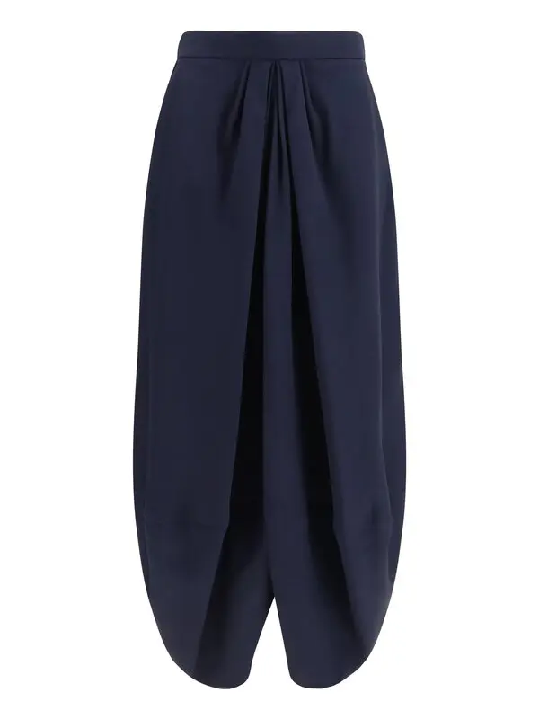 Giorgio Armani Pleated Silk Skirt - Blue