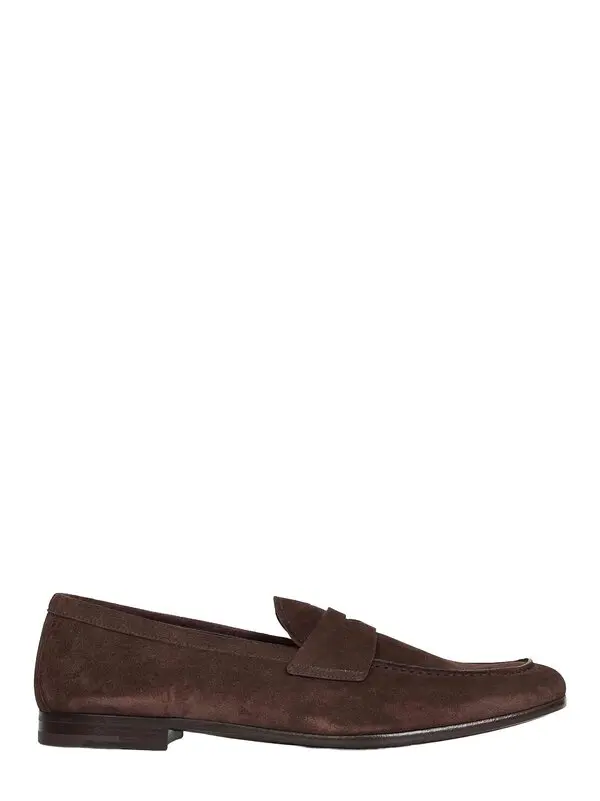 Prada Calzature Dark Brown Suede Loafers - Multicolor