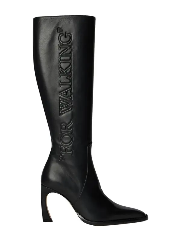 Off-White Leather For Walking Loop Boots - Black