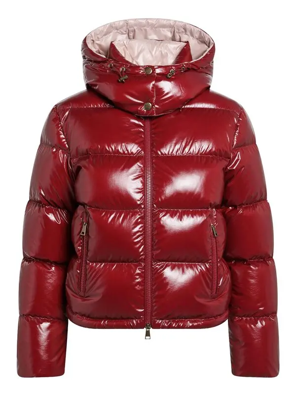 Moncler Niveole Cropped Down Jacket In Glossy Nylon - Red