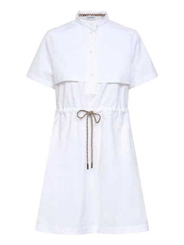 Burberry Optical White Cotton Poplin Short Dress - Multicolor