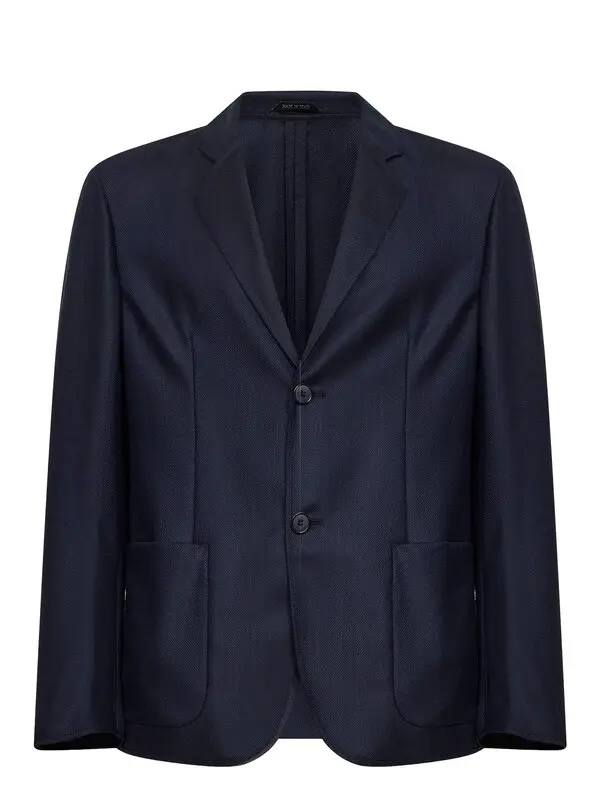 Giorgio Armani Chevron Wool And Cashmere Single-breasted Jacket - Multicolor