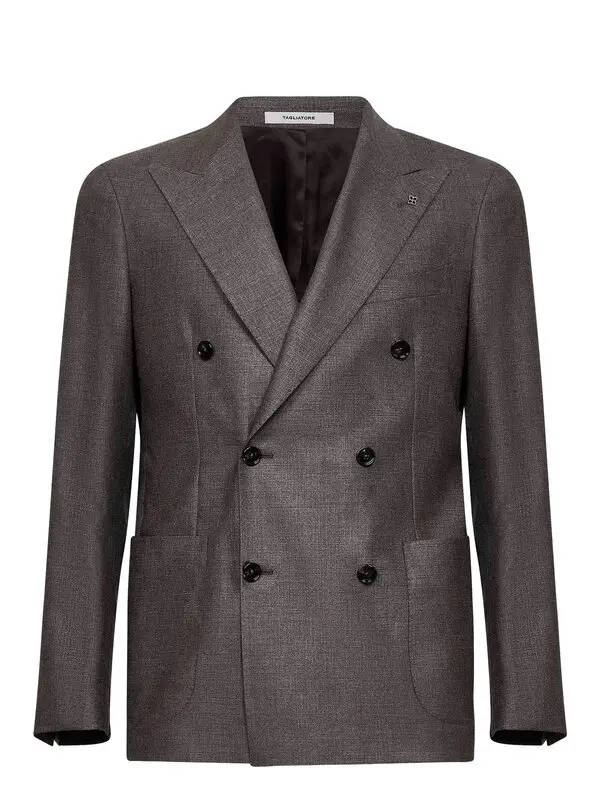Tagliatore Tobacco Silk And Wool Vesuvio Double-breasted Blazer - Multicolor