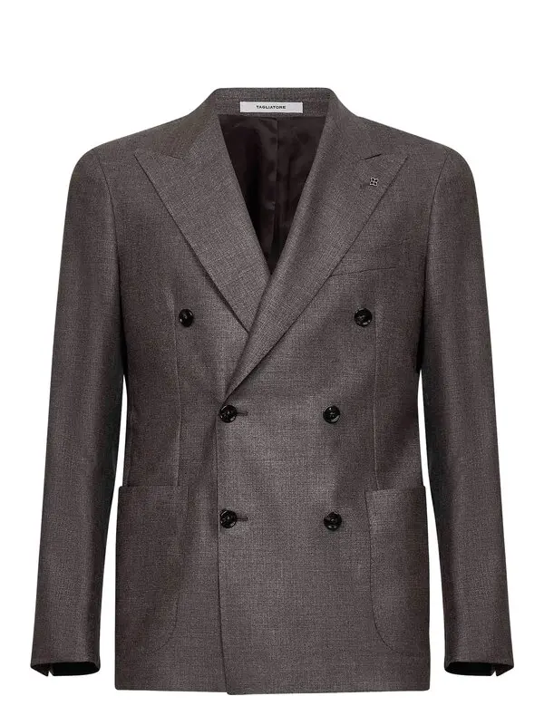 Tagliatore Tobacco Silk And Wool Vesuvio Double-breasted Blazer - Multicolor