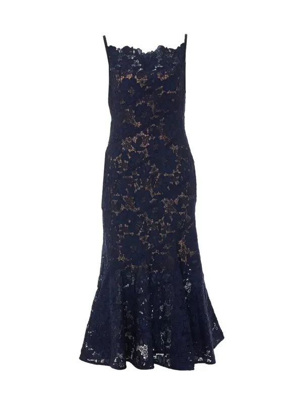 SELF-PORTRAIT Spiral Lace Midi Dress - Blue