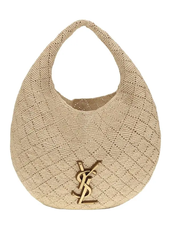 Saint Laurent Icare Hobo Bag In Raffia - Cream
