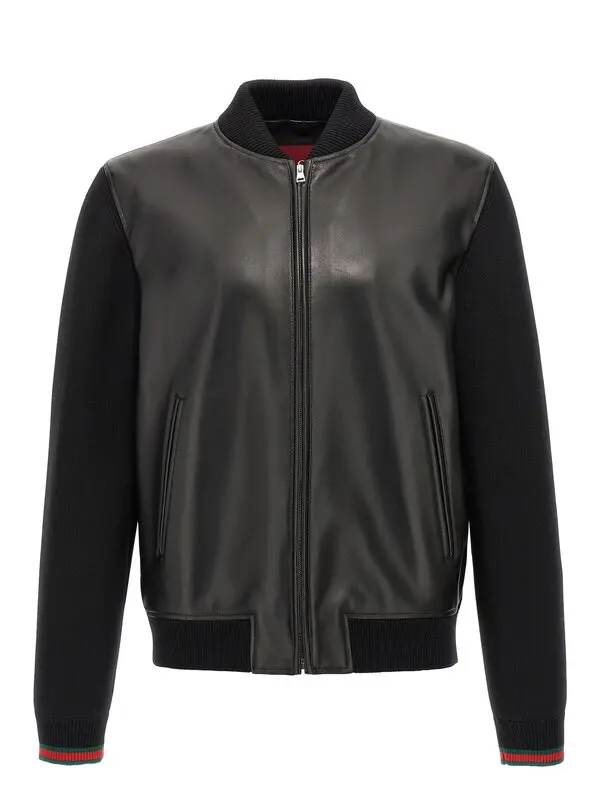 Gucci Bimaterial Bomber Jacket - Black