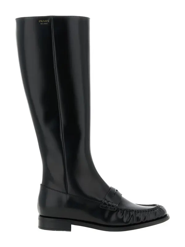 Prada Brushed Calfskin Boots - Black