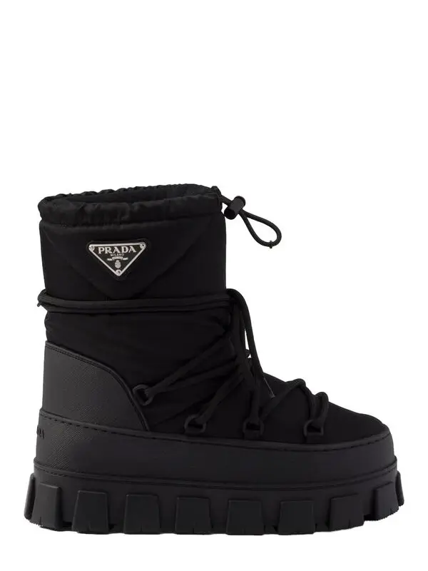 Prada Re-nylon Gabardine Lug Sole Boots - Black