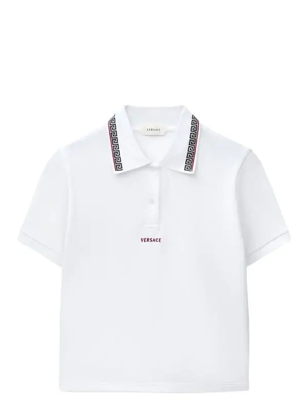 Versace Cotton Piqué Polo Top - White