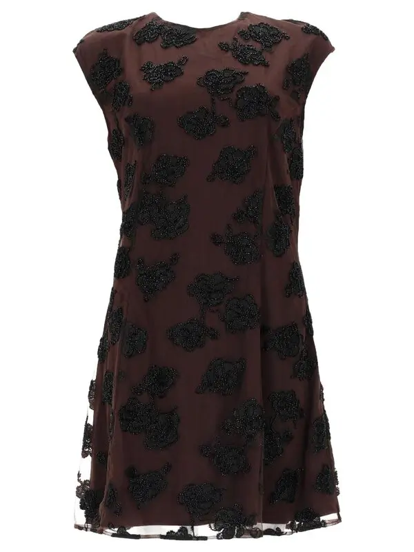 ROTATE BY BIRGER CHRISTENSEN Floral Detail Mini Dress - Brown