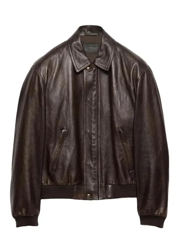 Prada Nappa Leather Bomber Jacket - Brown
