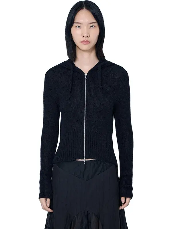 Our Legacy Compact Hooded Zip-up Cardigan - Black