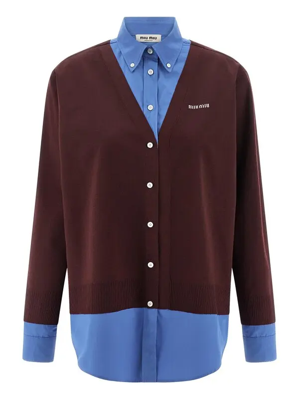 Miu Miu Poplin And Cashmere Shirt - Multicolor