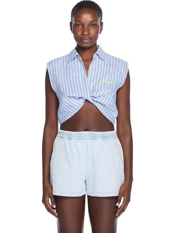 Off-White Striped Sleeveless Shirt - Blue
