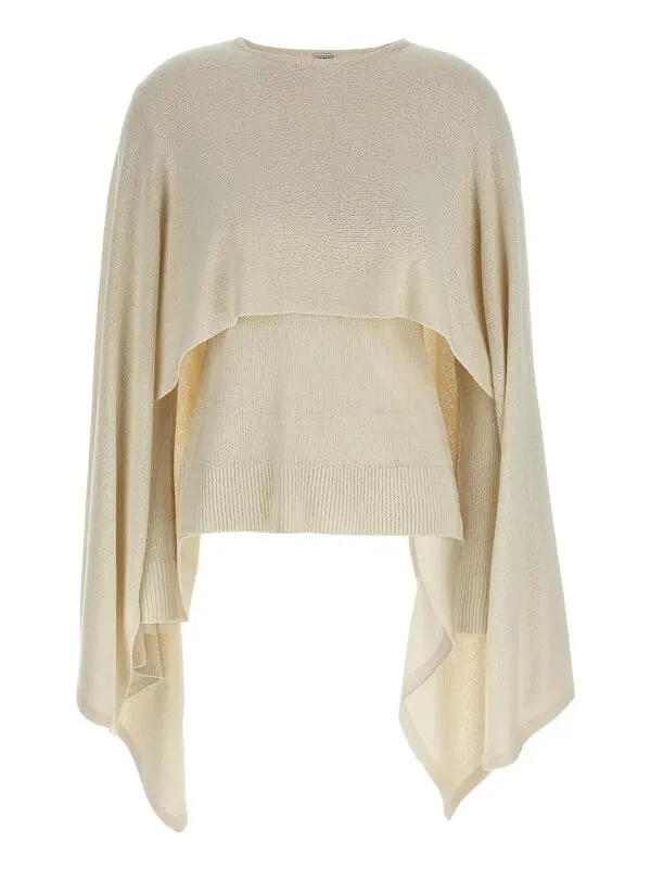 TOTEME Knitted Silk Cape Sweater - Cream