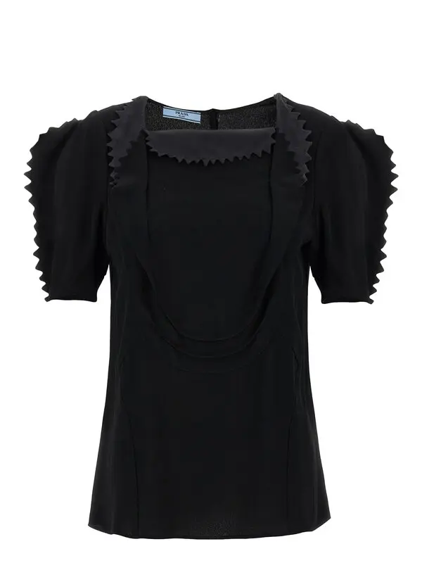 Prada Cady Crêpe Top - Black