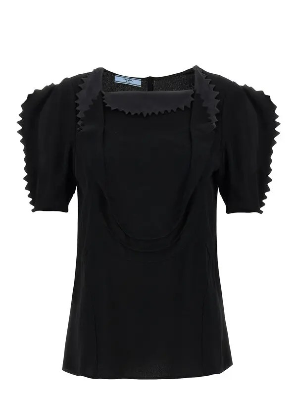 Prada Cady Crêpe Top - Black