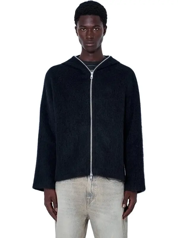 Our Legacy Hairy Zip-up Hooded Cardigan - Black