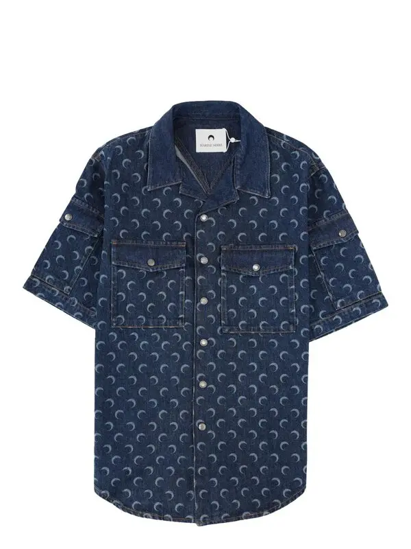 MARINE SERRE All-over Print Denim Shirt - Blue