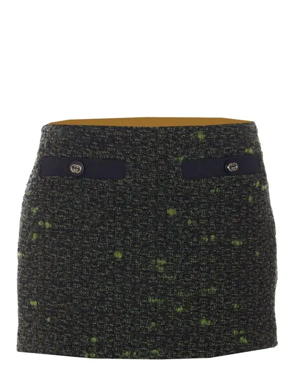 Gucci Tweed Mini Skirt - Green