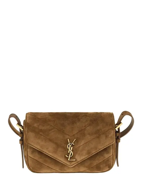 Saint Laurent Small Loulou Matelassé Suede Shoulder Bag - Brown