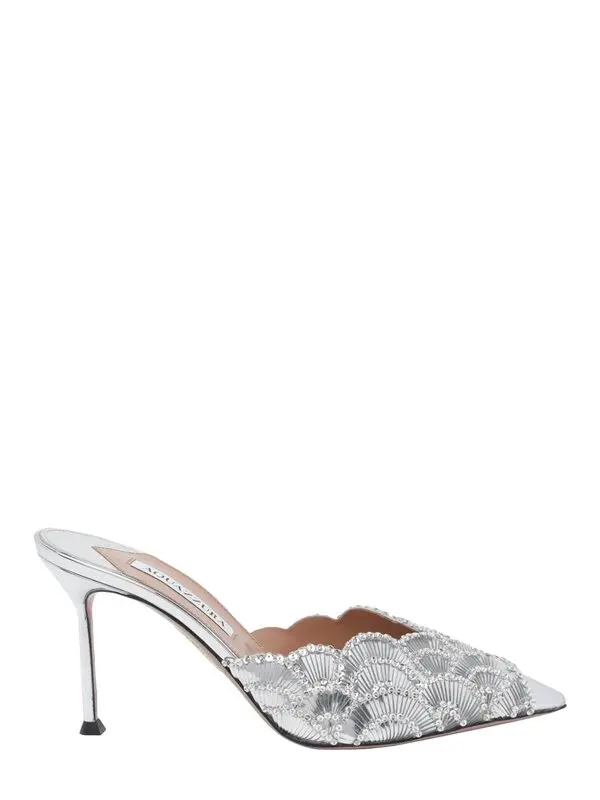 AQUAZZURA Ce Soir Pump Mules - Silver