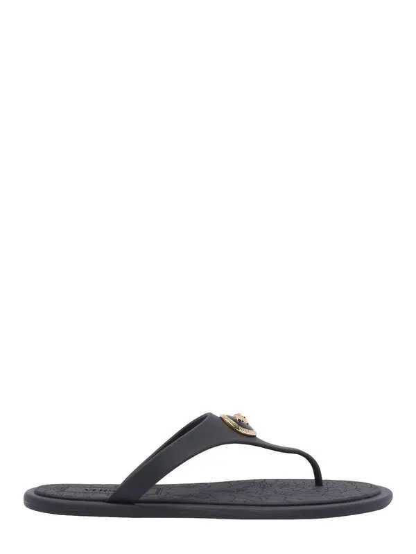 Versace Alia Rubber Flat Sandals - Black