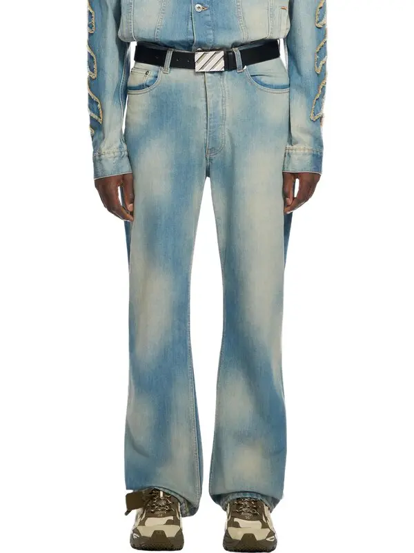 Off-White Diagonal Raw Patch 90s Skate Jeans - Blue