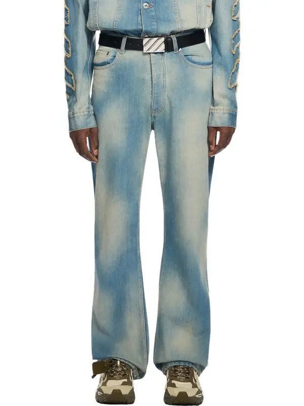 Off-White Diagonal Raw Patch 90s Skate Jeans - Blue