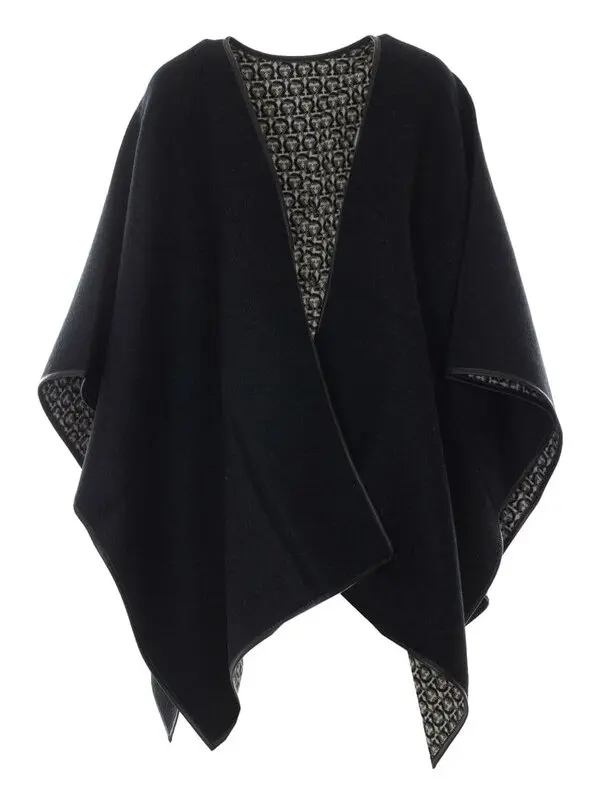 FERRAGAMO Gancini Reversible Poncho - Black