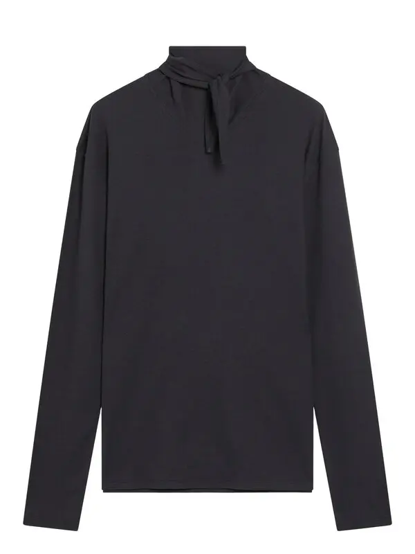 LEMAIRE Long-sleeved Sweater With Integrated Scarf Detail - Gray