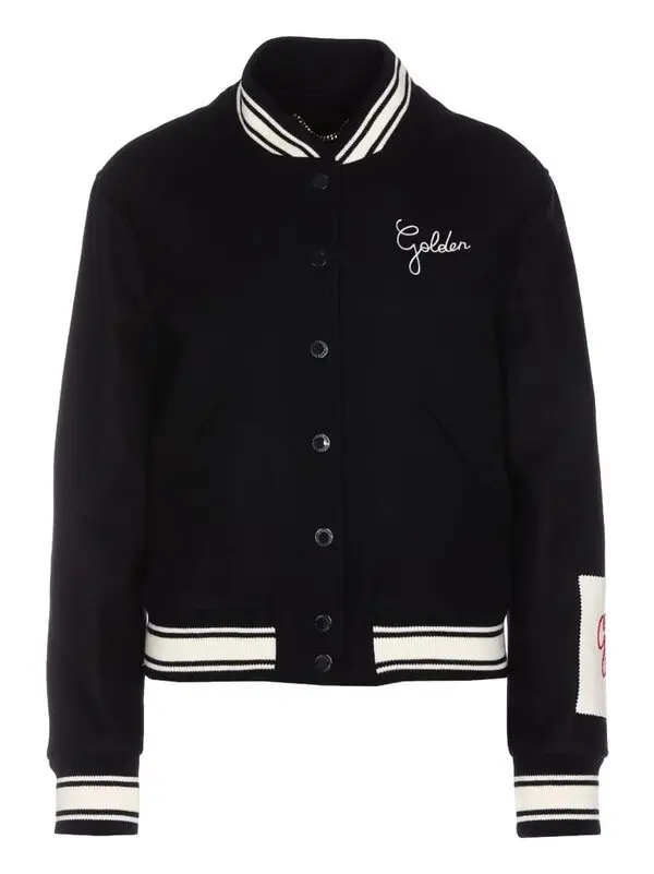 GOLDEN GOOSE Embroidered Golden Logo Bomber - Blue