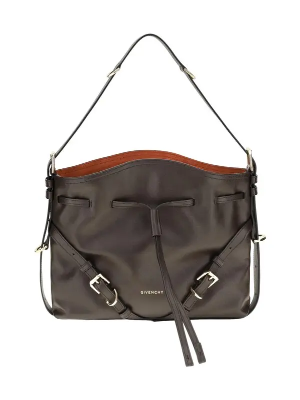 Givenchy Small Voyou Bucket Handbag In Glossy Leather - Brown