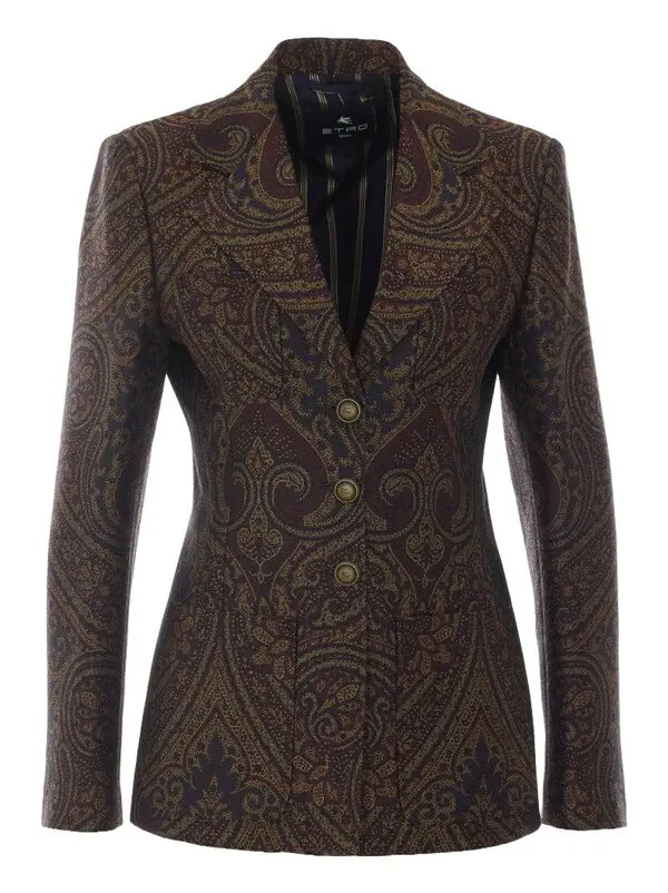 Etro Paisley Print Single Breasted Jacket - Brown